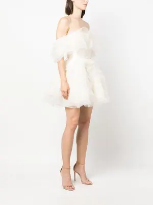 ANA RADU Off-shoulder Organza Mini Dress - White