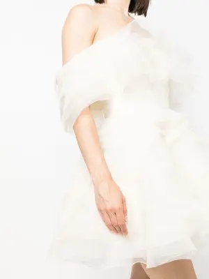 ANA RADU Off-shoulder Organza Mini Dress - White