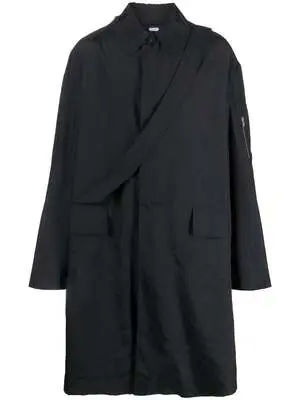 Random Identities Strap-detail Midi Raincoat - Blue