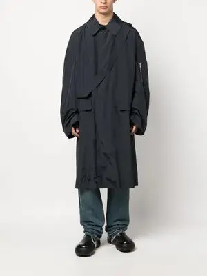 Random Identities Strap-detail Midi Raincoat - Blue