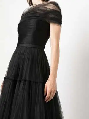 ANA RADU Off-shoulder Tulle Maxi Dress - Black