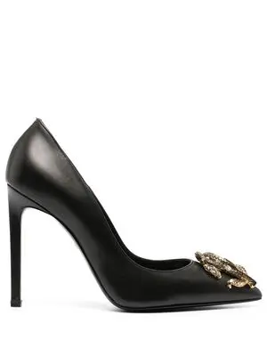 Roberto Cavalli Mirror Snake Leather Pumps - Black