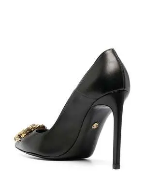 Roberto Cavalli Mirror Snake Leather Pumps - Black