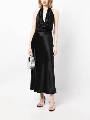 REFORMATION Layla Silk Midi Skirt - Black