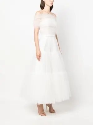 ANA RADU Off-shoulder Fluted Maxi Dress - White