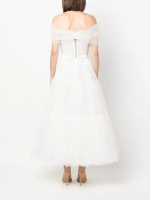 ANA RADU Off-shoulder Fluted Maxi Dress - White