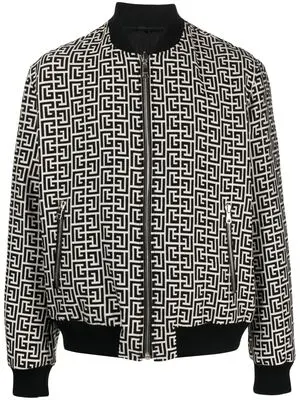 Balmain Monogram-pattern Reversible Bomber Jacket