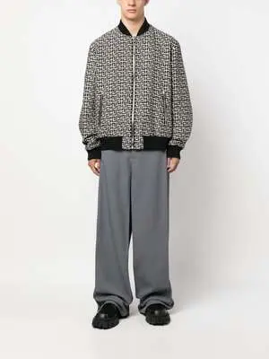 Balmain Monogram-pattern Reversible Bomber Jacket