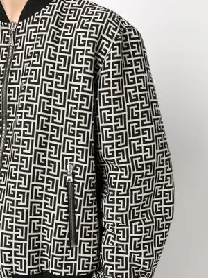 Balmain Monogram-pattern Reversible Bomber Jacket