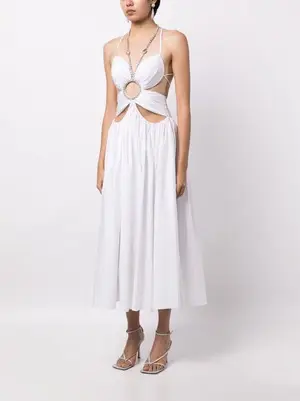 AREA Cut-out Crystal-embellished Midi Dress