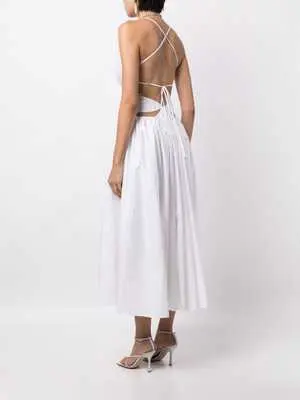 AREA Cut-out Crystal-embellished Midi Dress