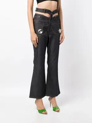 AREA Butterfly Cut-out Flared Jeans
