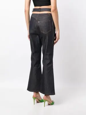AREA Butterfly Cut-out Flared Jeans