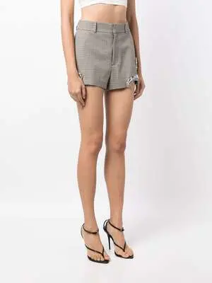 AREA Houndstooth-pattern Wool Mini Shorts