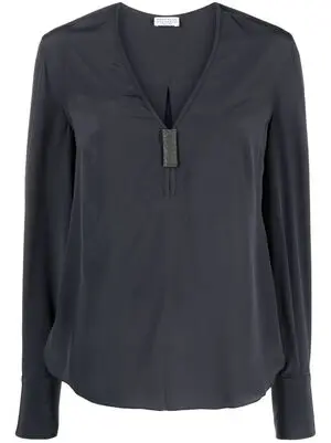 Brunello Cucinelli Bead-detail Silk Blouse