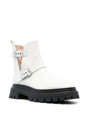 STUART WEITZMAN Bedford Leather Boots - White