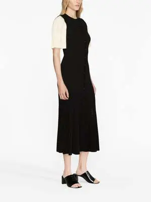 Sandro Ribbed-knit Button-up Midi Dress