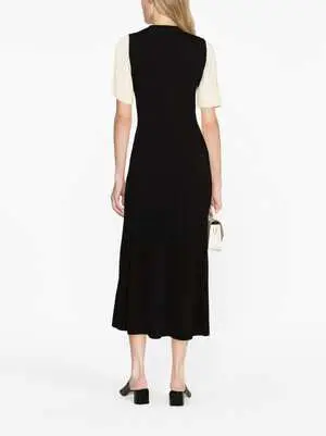 Sandro Ribbed-knit Button-up Midi Dress