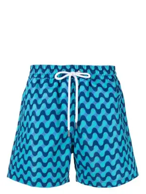 Frescobol Carioca Wave-print Swim Shorts - Blue