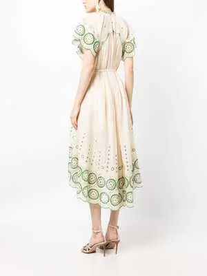 Zimmermann Raie Embroidered Midi Dress