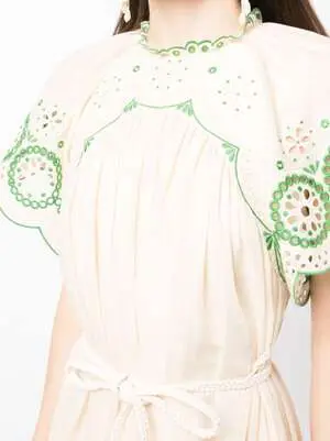 Zimmermann Raie Embroidered Midi Dress