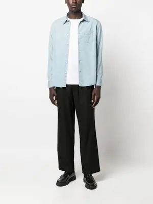 Officine Générale Button-up Lyocell Shirt - Blue