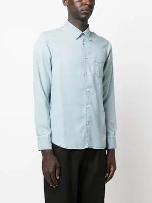 Officine Générale Button-up Lyocell Shirt - Blue