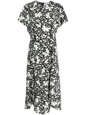 Stella McCartney Floral-print Silk Midi Dress - Black