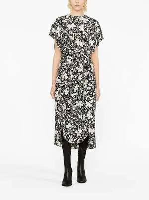 Stella McCartney Floral-print Silk Midi Dress - Black