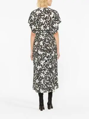 Stella McCartney Floral-print Silk Midi Dress - Black
