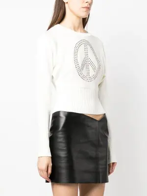 Moschino Studded Peace Sign Wool-blend Jumper