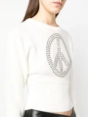 Moschino Studded Peace Sign Wool-blend Jumper