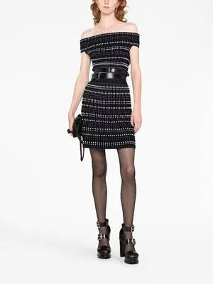 Alexander McQueen Off-shoulder Knitted Minidress