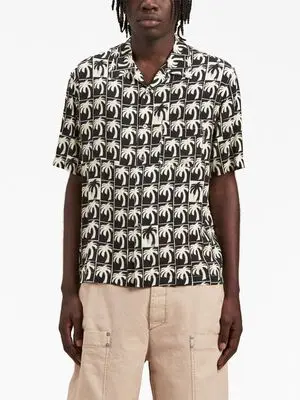 Palm Angels Palm-tree Print Bowling Shirt - Black
