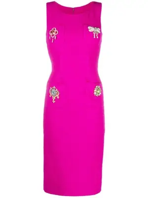 Moschino Appliqué-detail Midi Dress - Pink