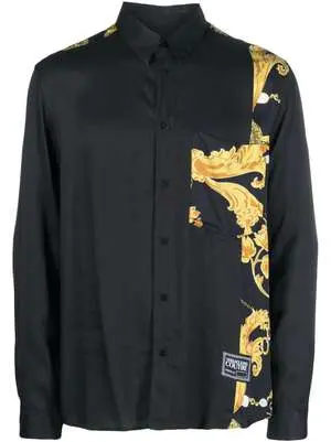 Versace Baroque-print Spread-collar Shirt