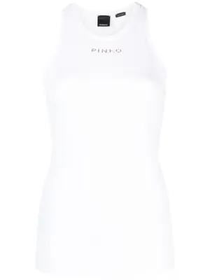 Pinko Logo-print Ribbed Tank Top - White