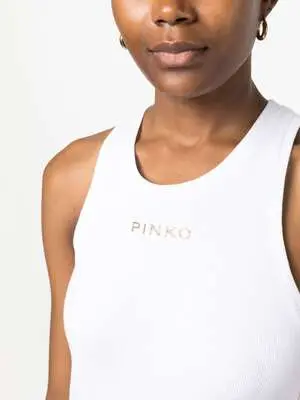 Pinko Logo-print Ribbed Tank Top - White