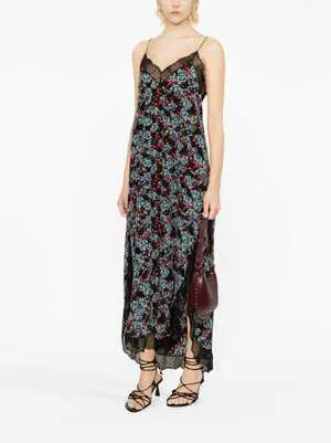 Zadig&Voltaire Risty Floral-print Silk Slip Dress - Black