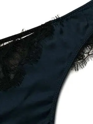 Kiki De Montparnasse Lace Inset Silk Thong - Blue
