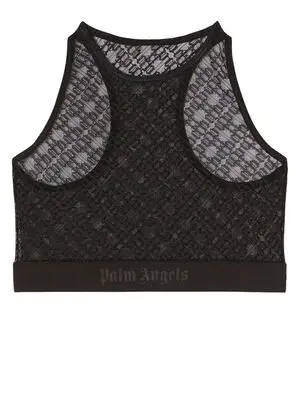 Palm Angels Sheer-lace Logo Racerback Bra