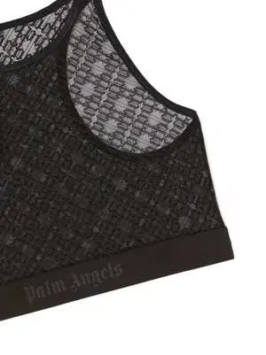 Palm Angels Sheer-lace Logo Racerback Bra