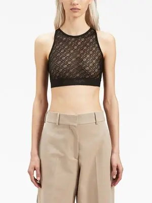 Palm Angels Sheer-lace Logo Racerback Bra