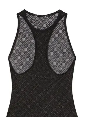Palm Angels Sheer Lace Logo Racerback Bodysuit