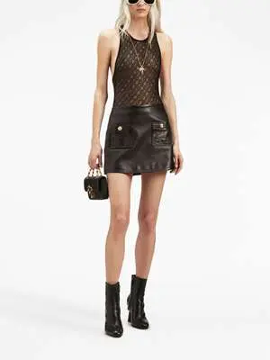 Palm Angels Sheer Lace Logo Racerback Bodysuit