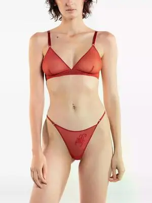 ZHILYOVA Scorpio-embroidery Tulle Thong - Red