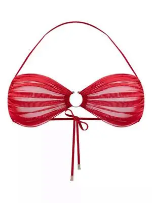 ZHILYOVA Icon Gathered-tulle Halterneck Bra - Red
