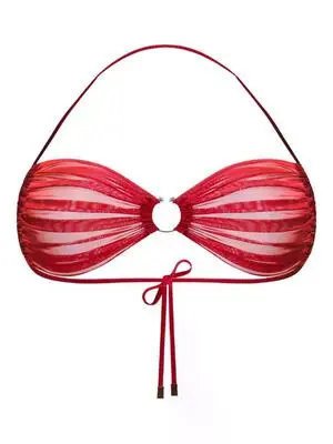ZHILYOVA Icon Gathered-tulle Halterneck Bra - Red