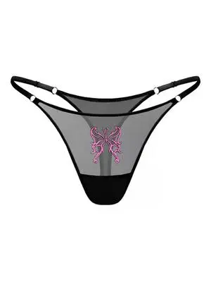 ZHILYOVA Butterfly-embroidery Tulle Thong - Black