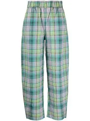 GANNI Check-pattern Seersucker Pants
